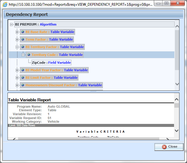 View Dependency Report